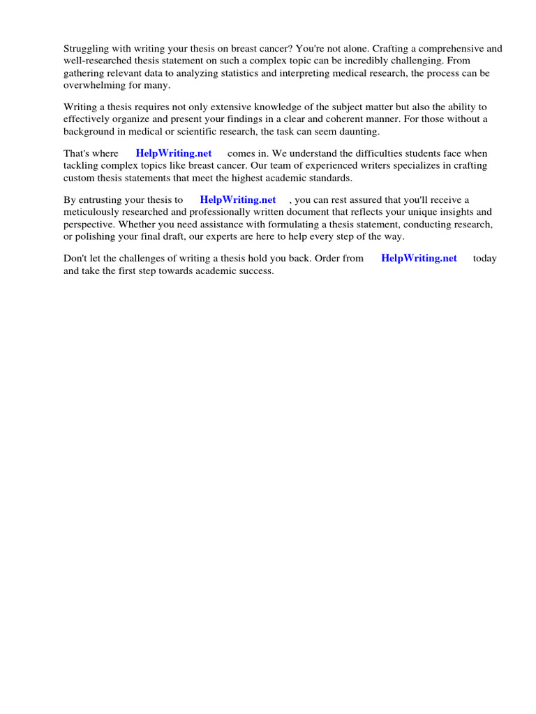 Thesis Statement Breast Cancer | PDF