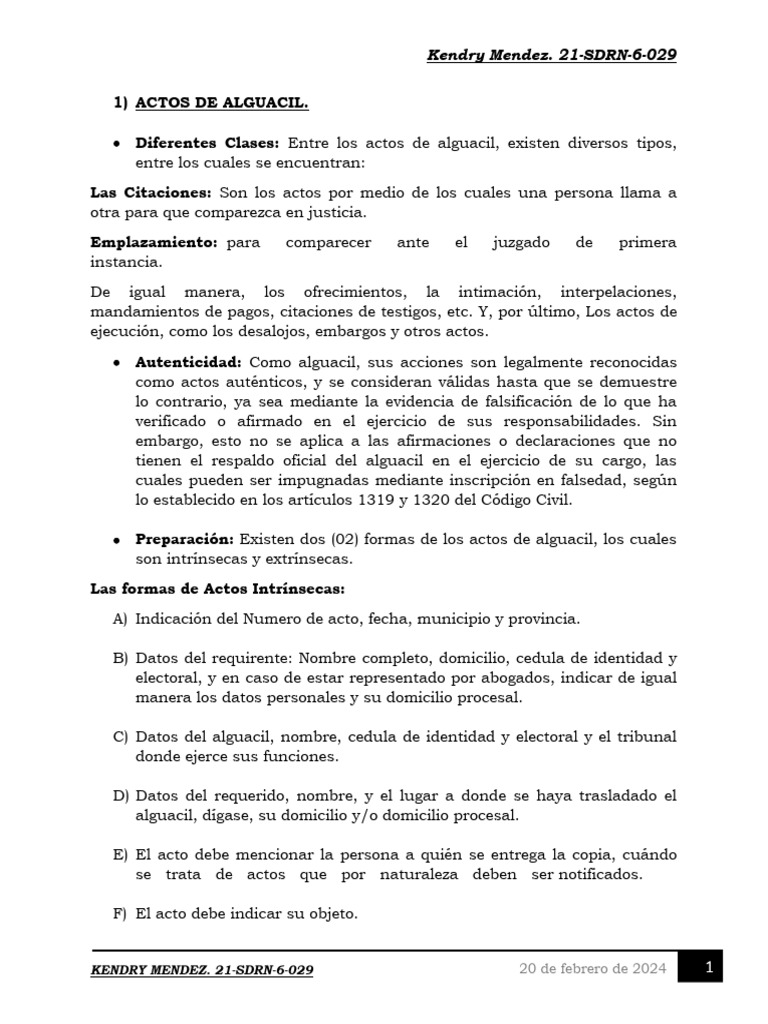 Actos de Alguacil en República Dominicana | PDF