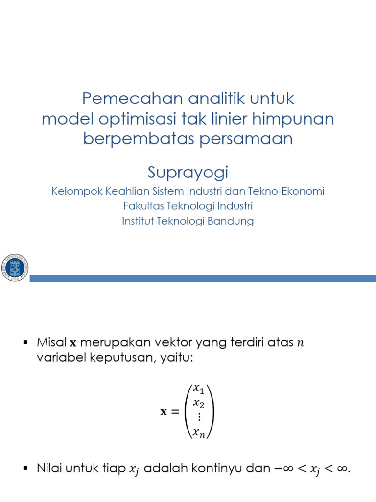 Optimisasi Tak Linier Lagrange | PDF | Metode & Bahan Ajar
