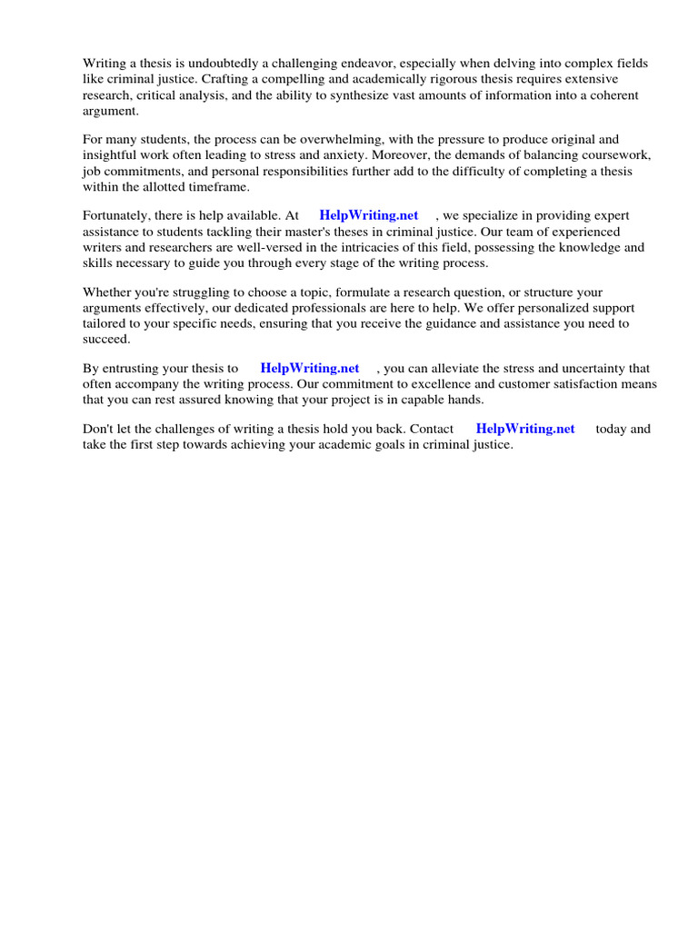 Criminal Justice Master Thesis Topics | PDF