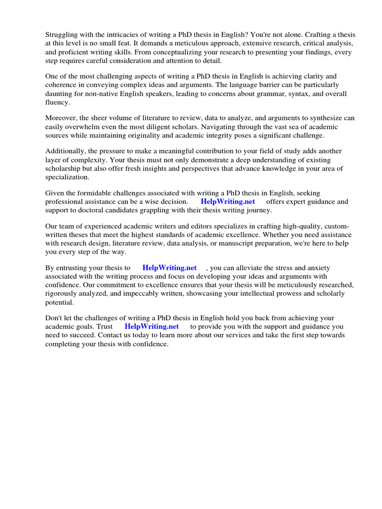 How To Write PHD Thesis in English | PDF | Thesis | Doctor Of Philosophy