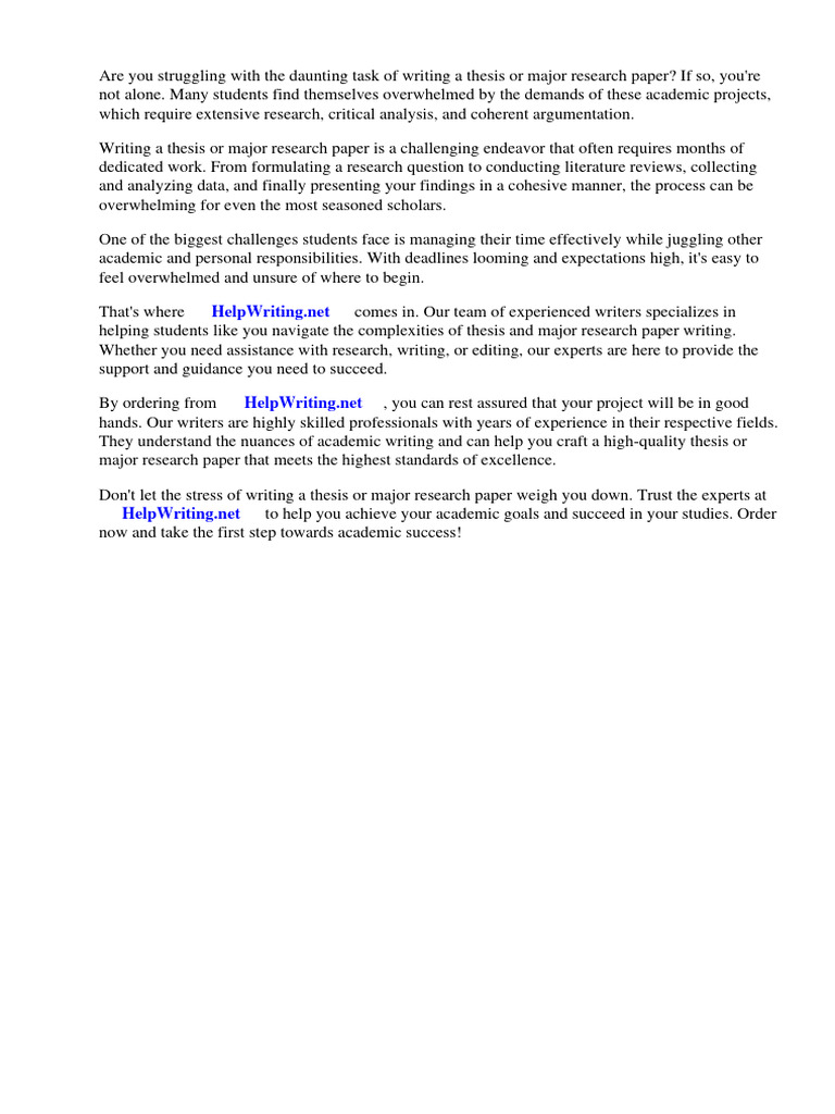 Major Research Paper Vs Thesis | PDF | Thesis | Academic Publishing