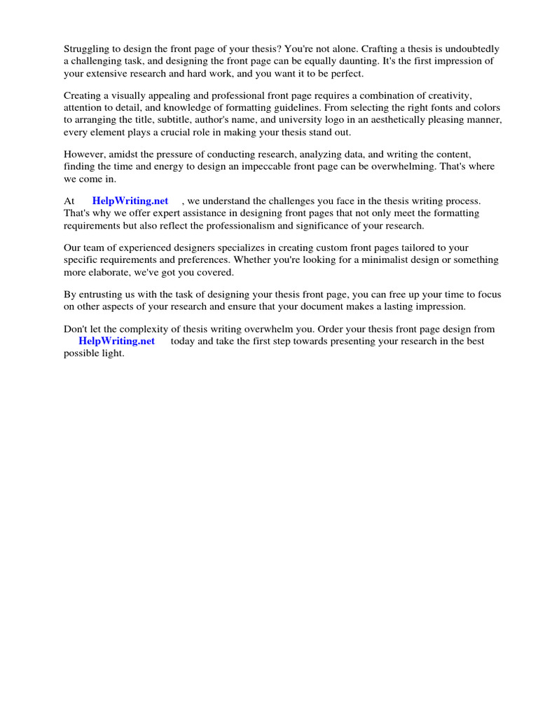 Thesis Front Page Design | Download Free PDF | Thesis | Websites