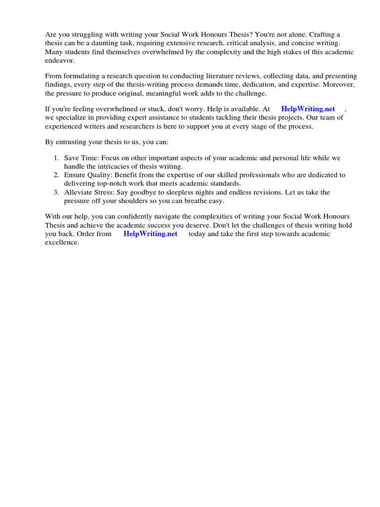 Social Work Honours Thesis Example | PDF