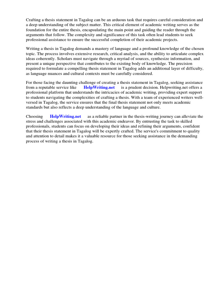 What Is Thesis Statement in Tagalog | PDF | Career & Growth | Foreign ...