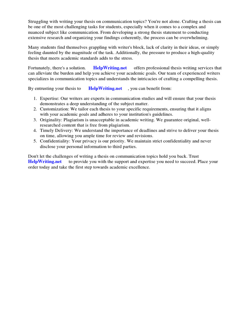 Thesis Communication Topics | PDF | Communication | Thesis