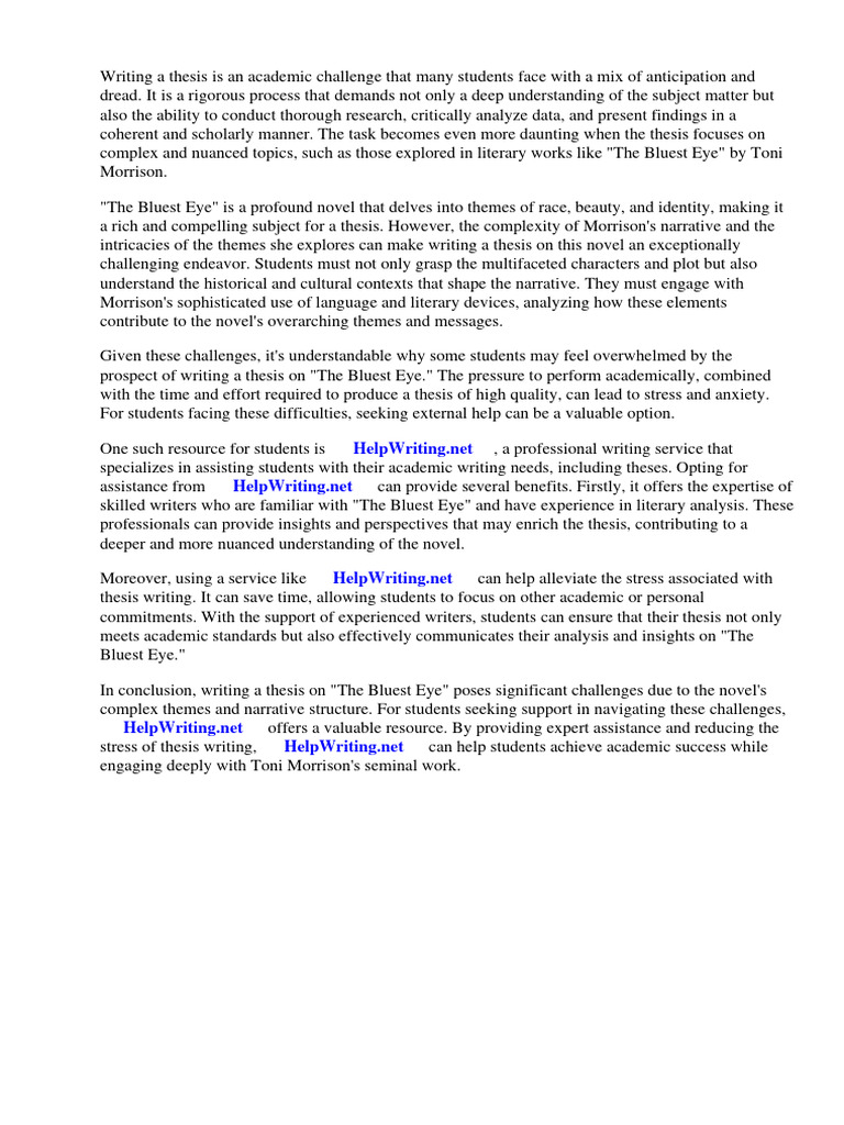 The Bluest Eyes Thesis | PDF | Racism | Discrimination & Race Relations