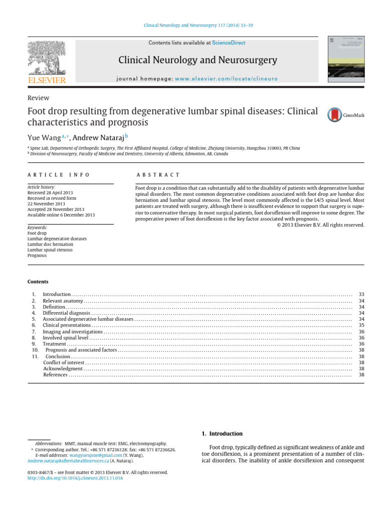 Drop Foot Degenerative Lumbar Spinal Disease | PDF | Vertebral Column ...