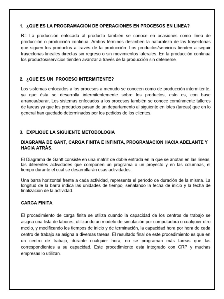 Programacion De Operaciones En Procesos En Linea Pdf
