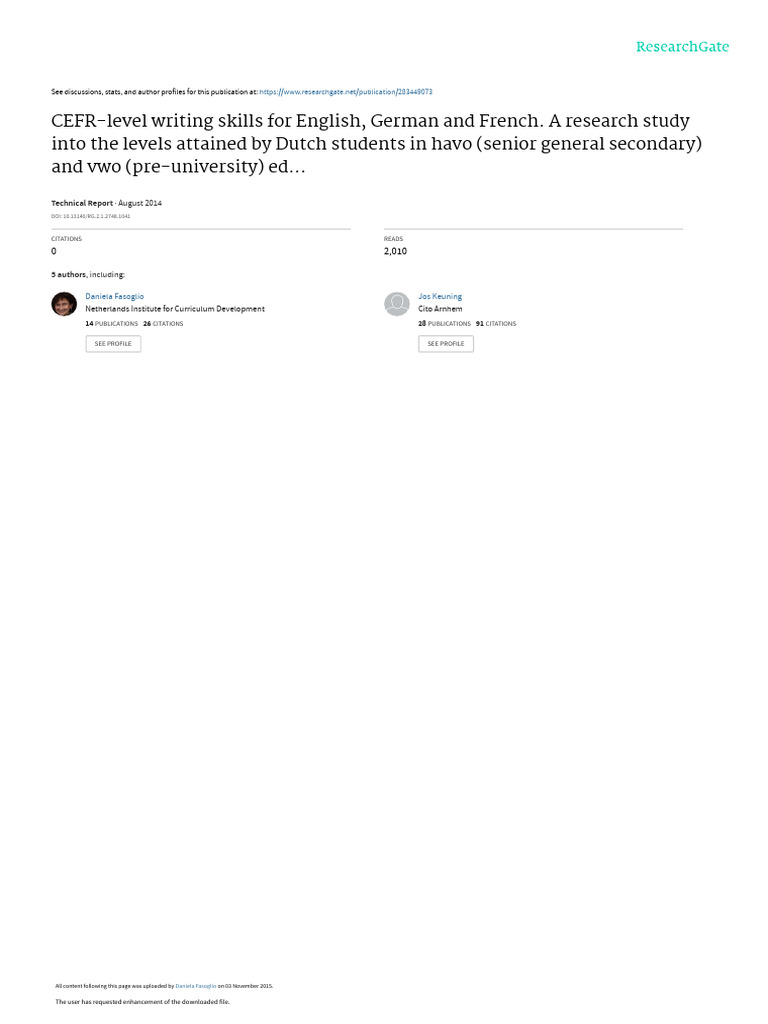 Cefr Level Writing Skills For English German and French | PDF | Art