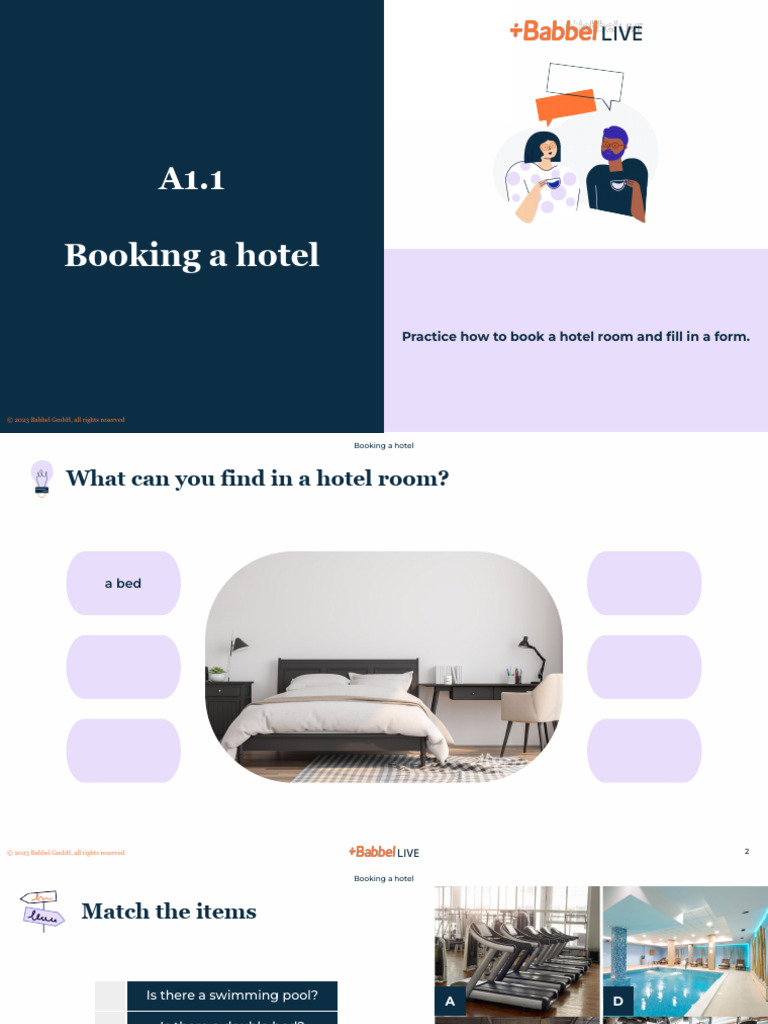 Hotel Booking Practice Guide | PDF | Linguistics | Human Communication