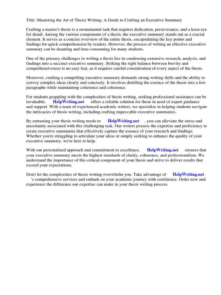 Example Executive Summary Master Thesis | PDF | Leadership | Thesis