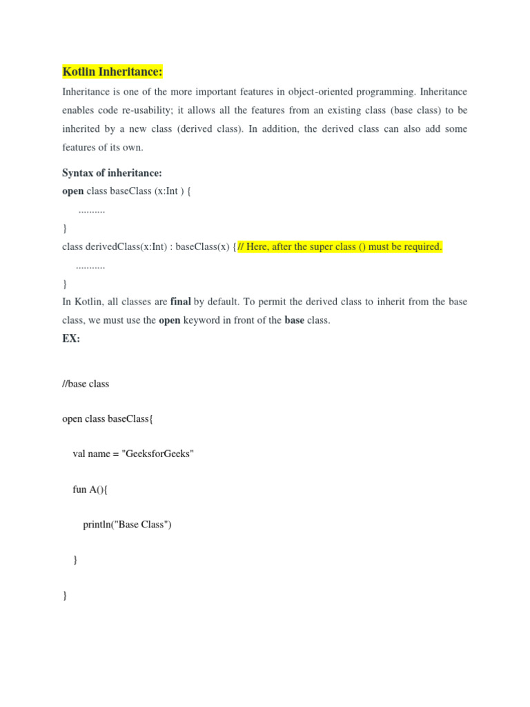 Kotlin Inheritance | PDF