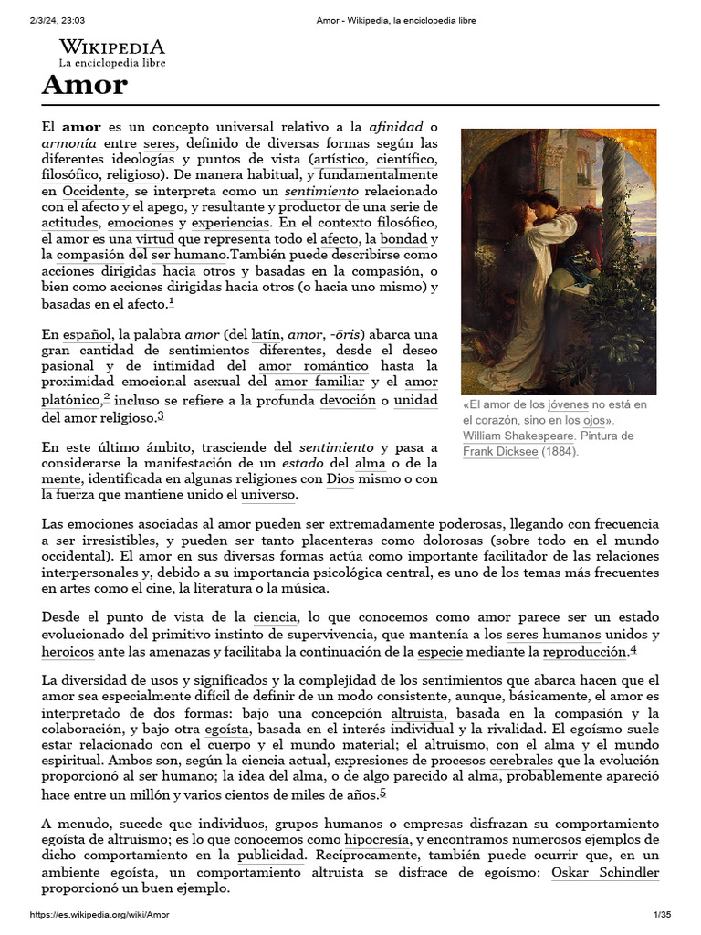 Amor - Wikipedia, La Enciclopedia Libre | PDF