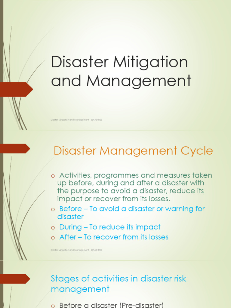 Disaster Mitigation and Management - Management Cycle 18CEO307T | PDF ...