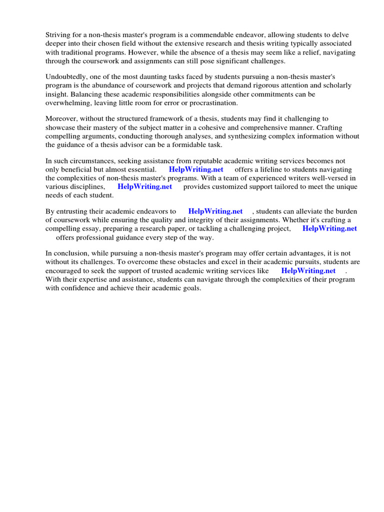 Non Thesis Masters Program | PDF | Thesis | Doctor Of Philosophy