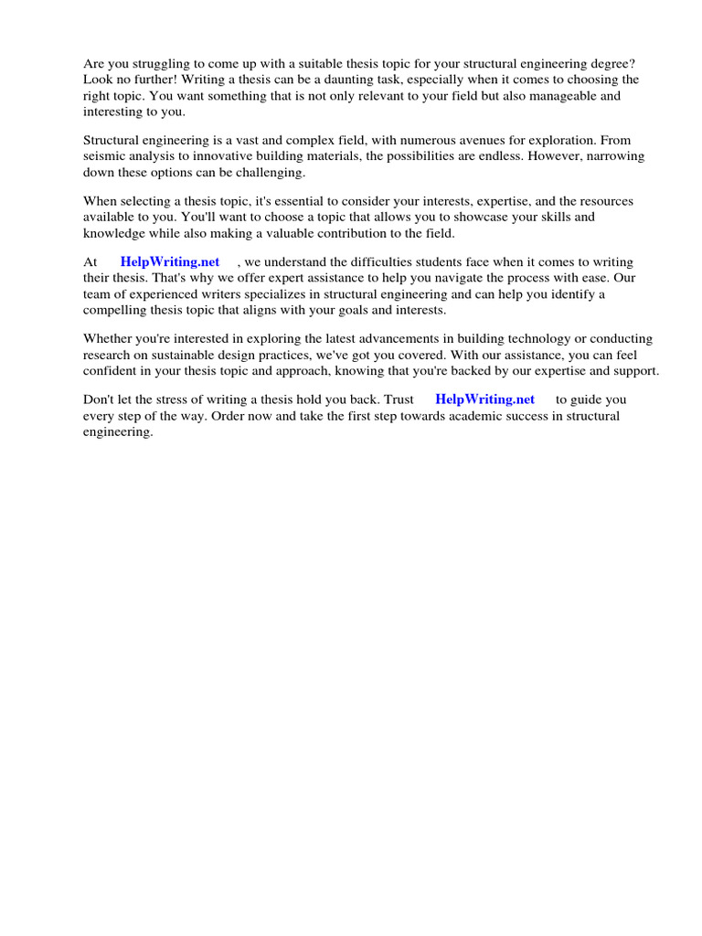 Possible Thesis Topic For Structural Engineering | PDF | Thesis | Methodology
