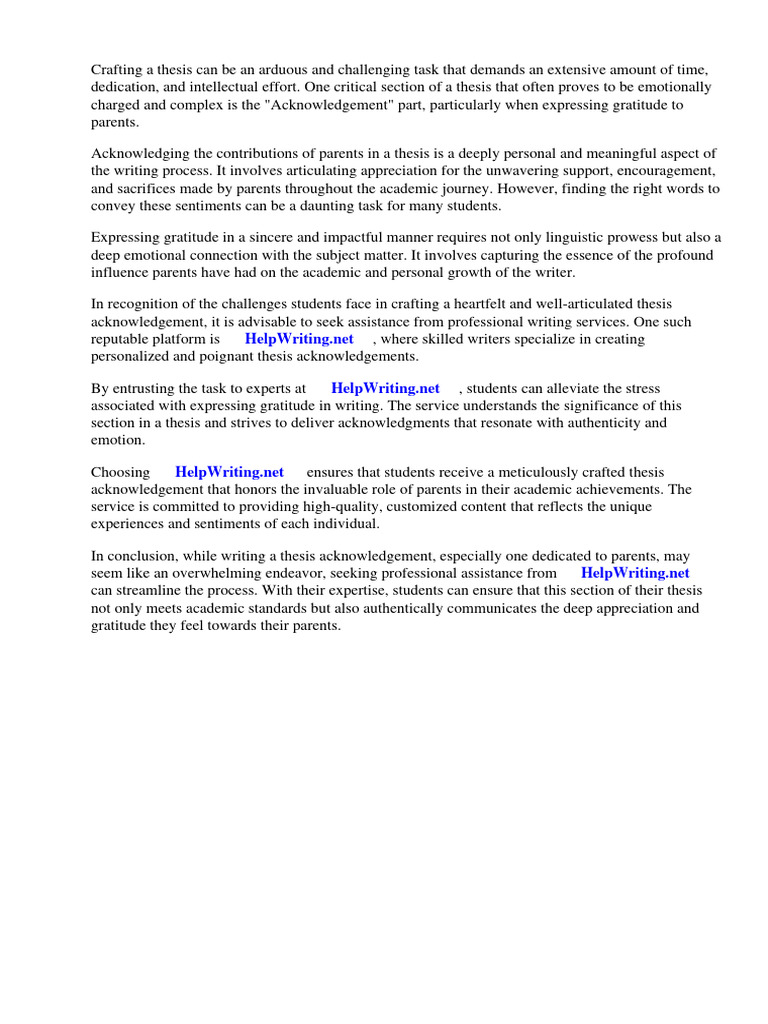 Thesis Acknowledgement Sample Parents | PDF | Gel Electrophoresis ...