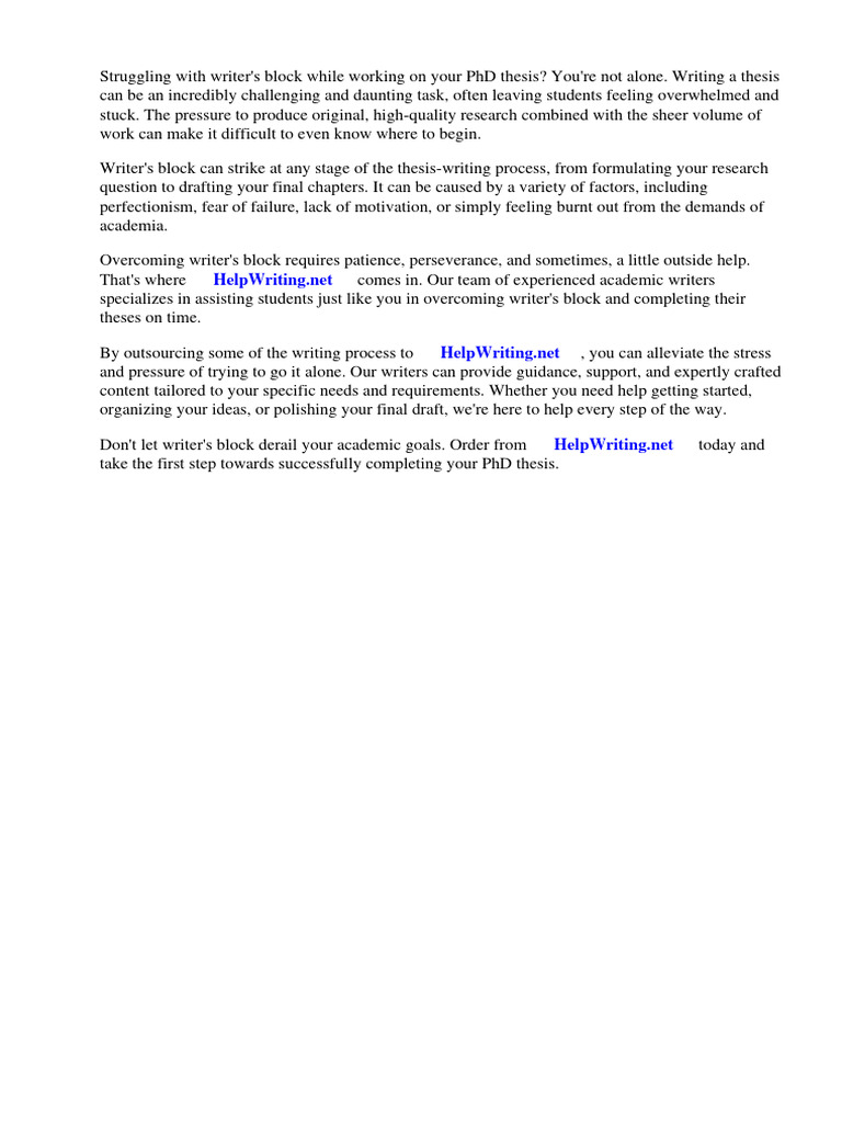 Writers Block PHD Thesis | PDF | Thesis | Doctor Of Philosophy