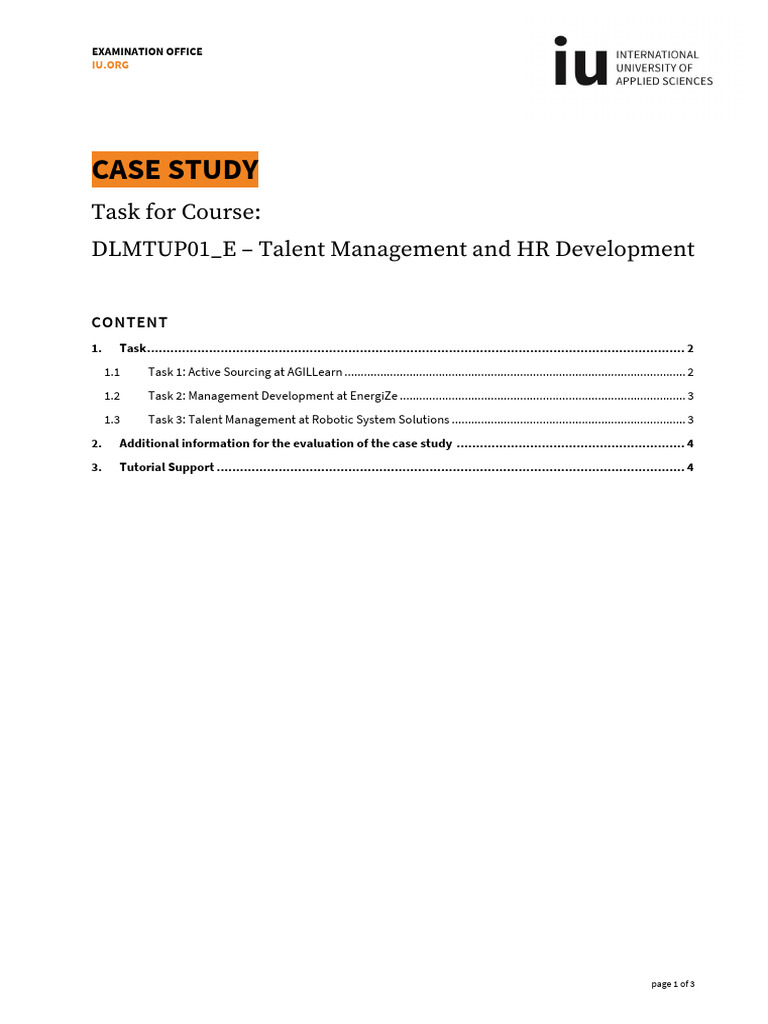 Task - Case Study - DLMTUP01 - E | PDF | Talent Management | Leadership