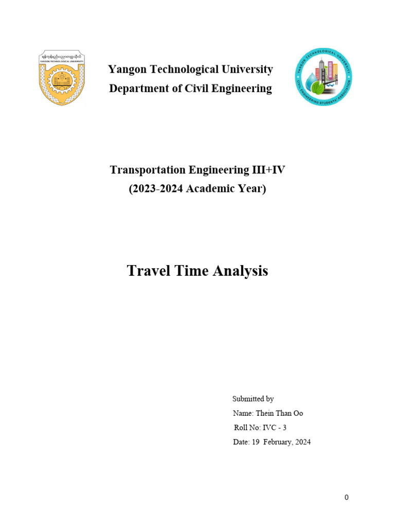 Travel Time Analysis Report - Thein Than Oo | PDF | Business | Computers