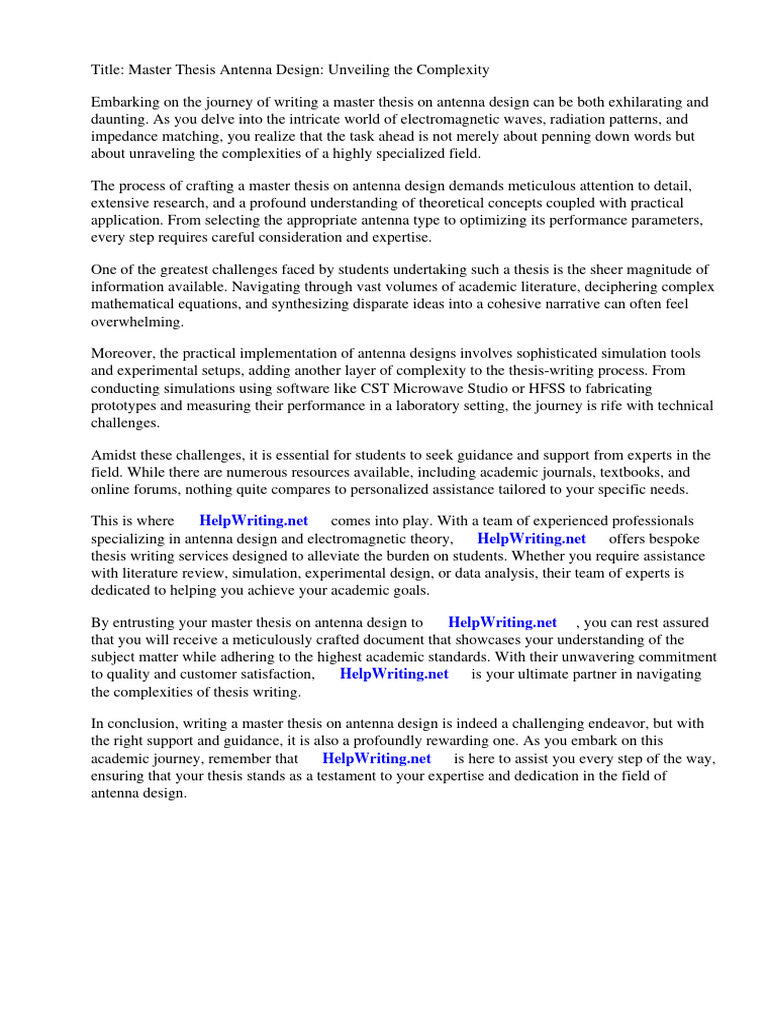 Master Thesis: Antenna Design Guide | PDF