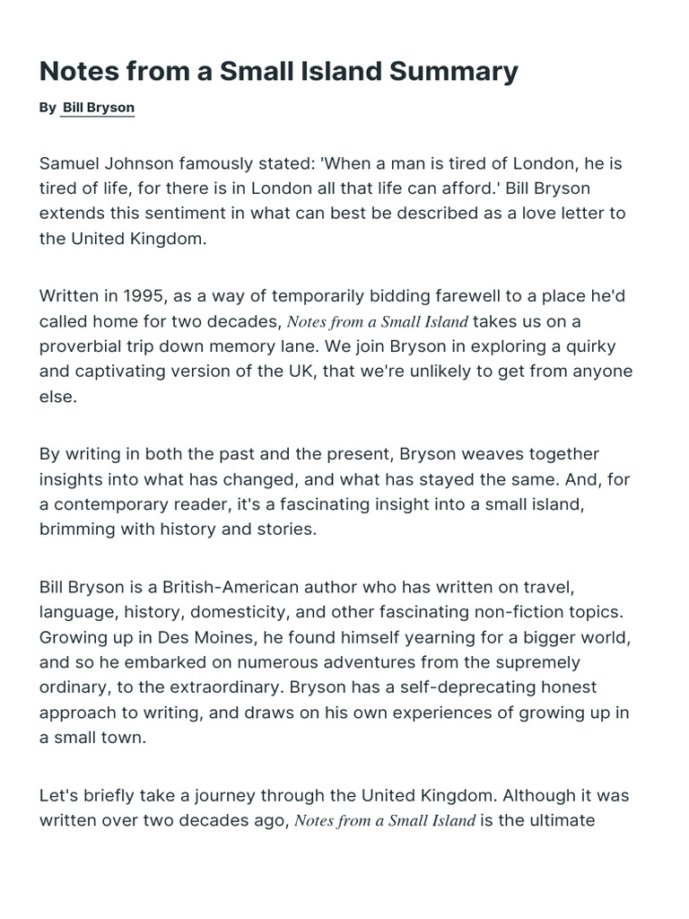 Summary of Bryson's Island Insights | PDF | Train