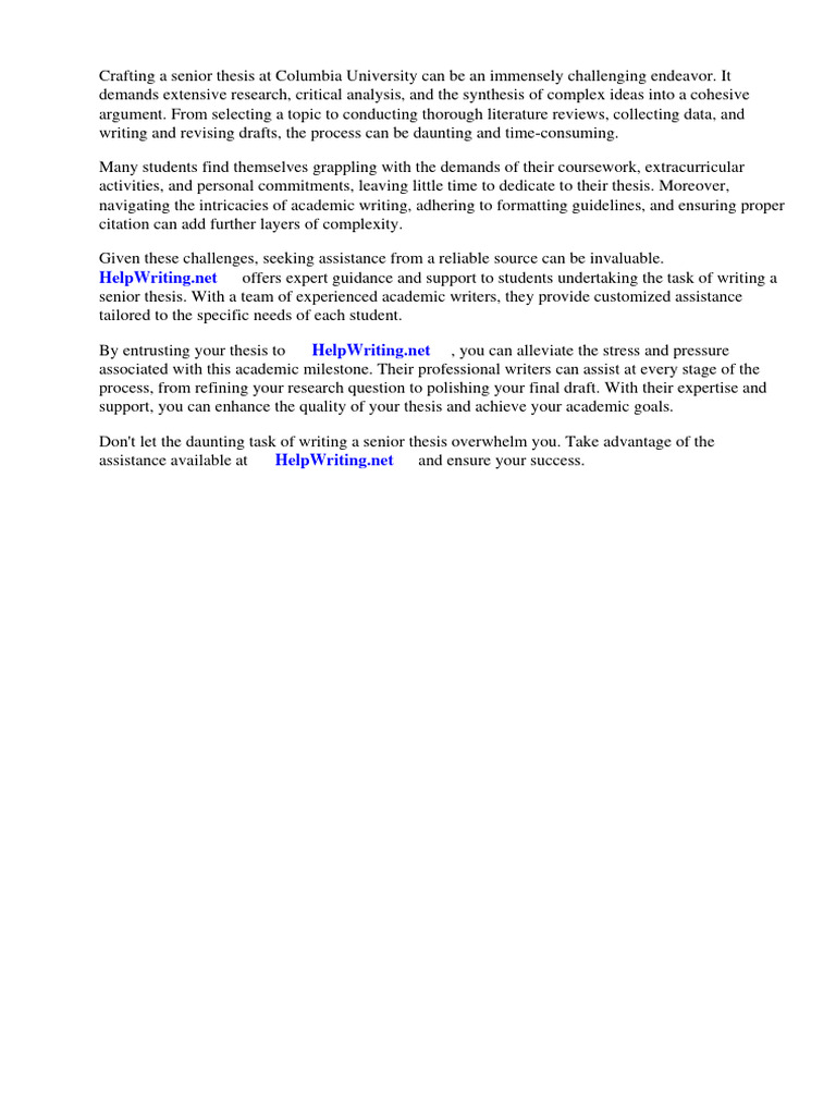 Columbia Senior Thesis Writing Help | PDF | Trinity | Salvation
