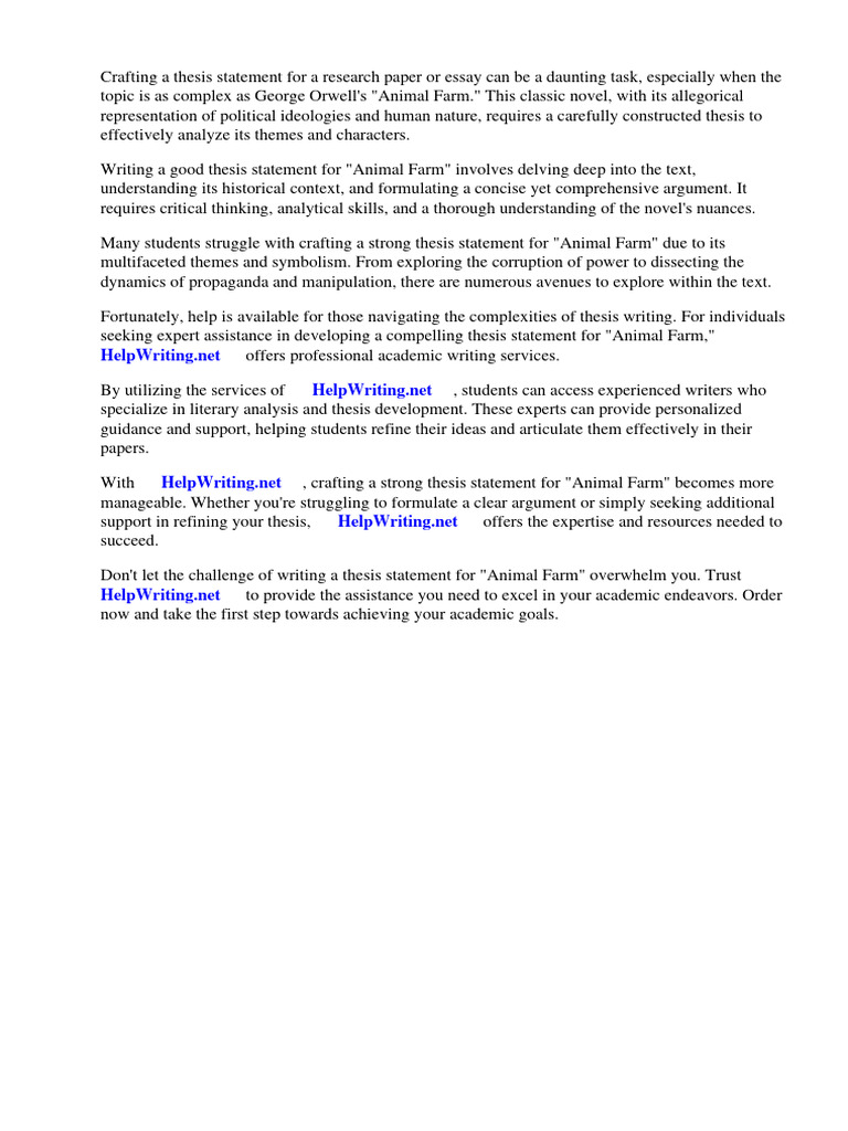 Good Thesis Statements For Animal Farm | PDF | Philosophy | Young Adult