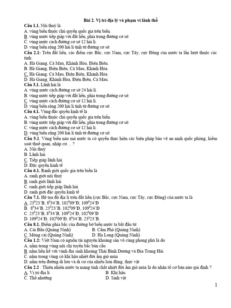 Trac Nghiem CUOI KI 12 (hk1) | PDF