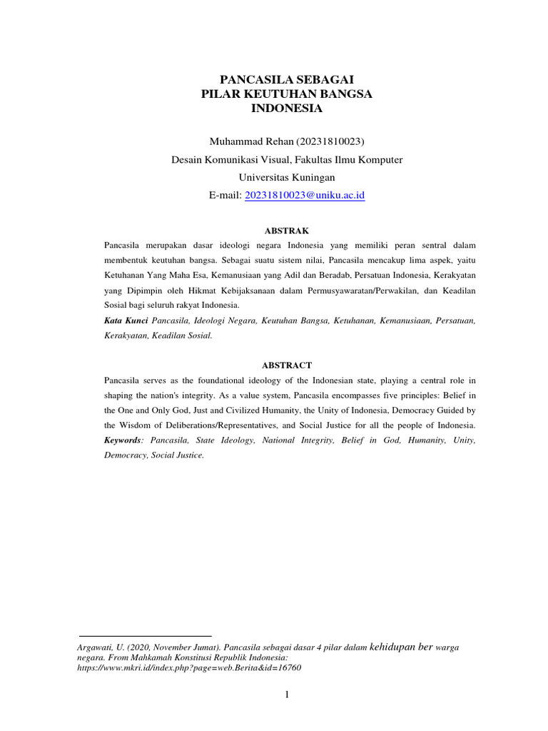 Artikel Pancasila - Rehan | PDF