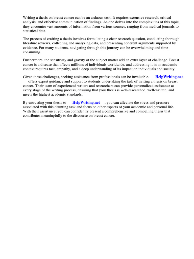 Thesis For Breast Cancer Essay | PDF | Cancer | Breast Cancer