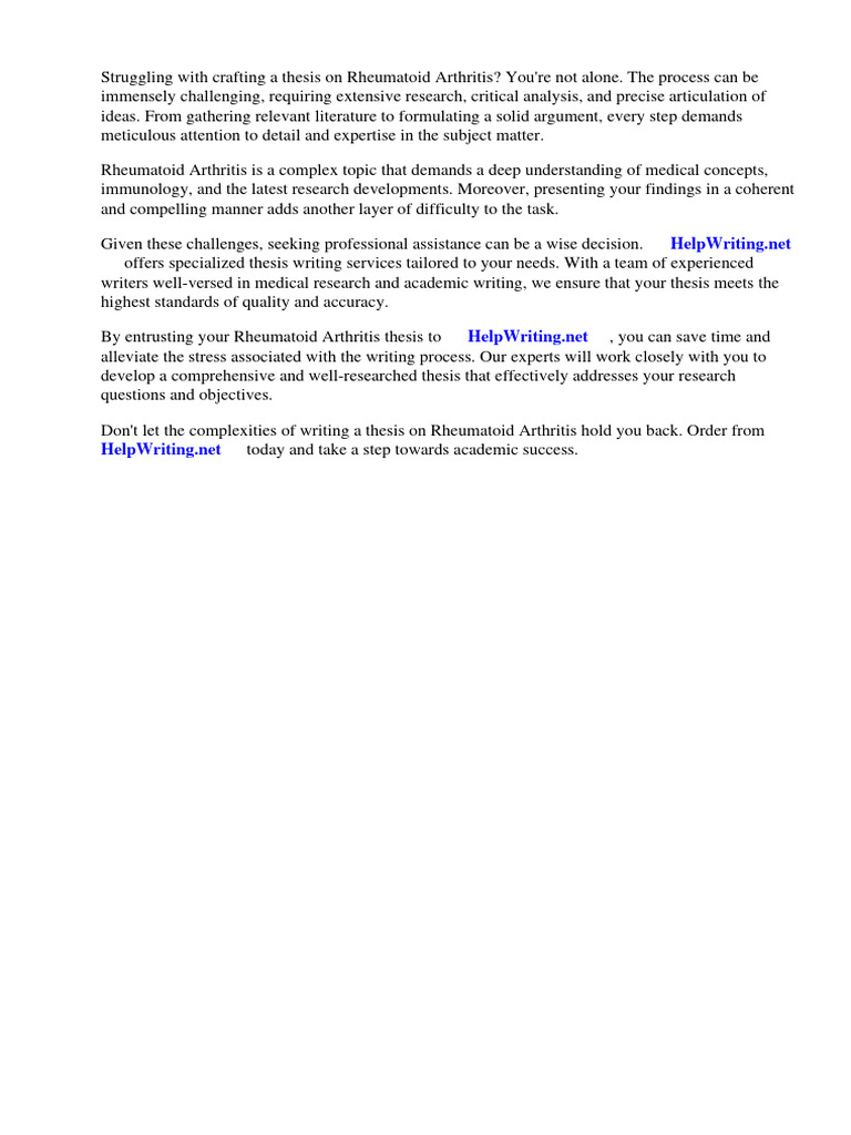 Rheumatoid Arthritis Thesis | PDF | Rheumatoid Arthritis | Arthritis