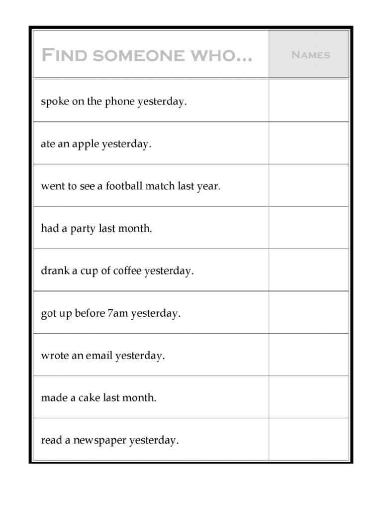 Find Someone Who | PDF