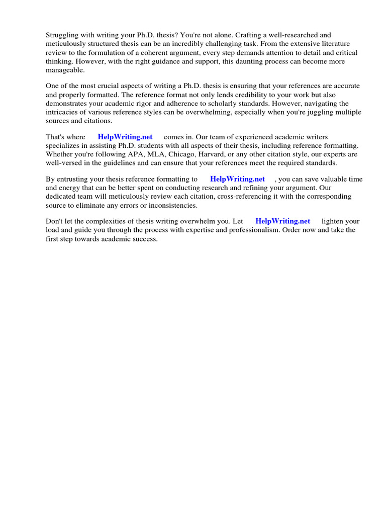 PHD Thesis Reference Format | Download Free PDF | Thesis | Apa Style