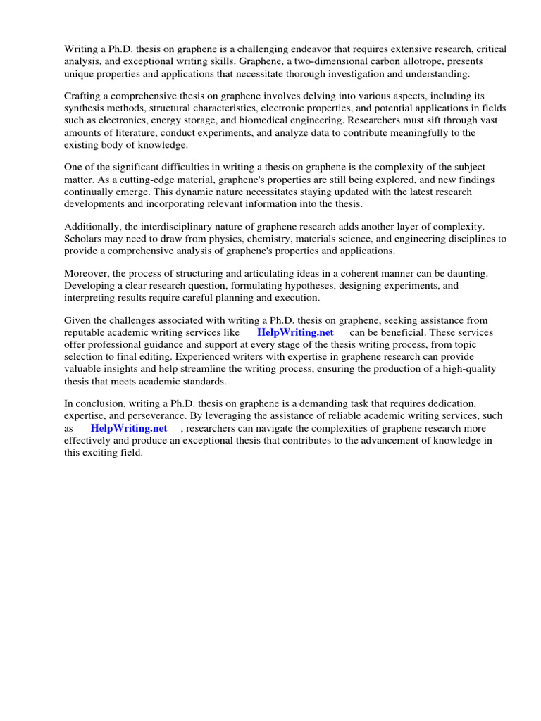 PHD Thesis Graphene | PDF