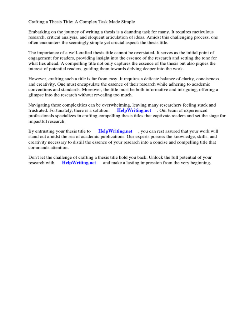 Making A Thesis Title | PDF | Thesis | Essays