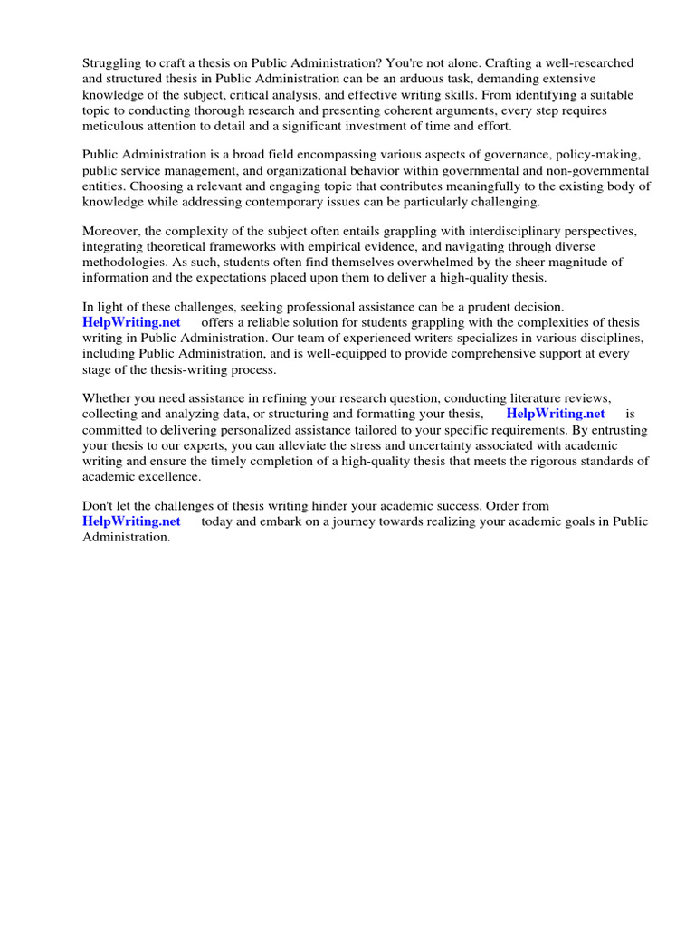 Possible Thesis Topics Public Administration | PDF | Thesis | Public ...