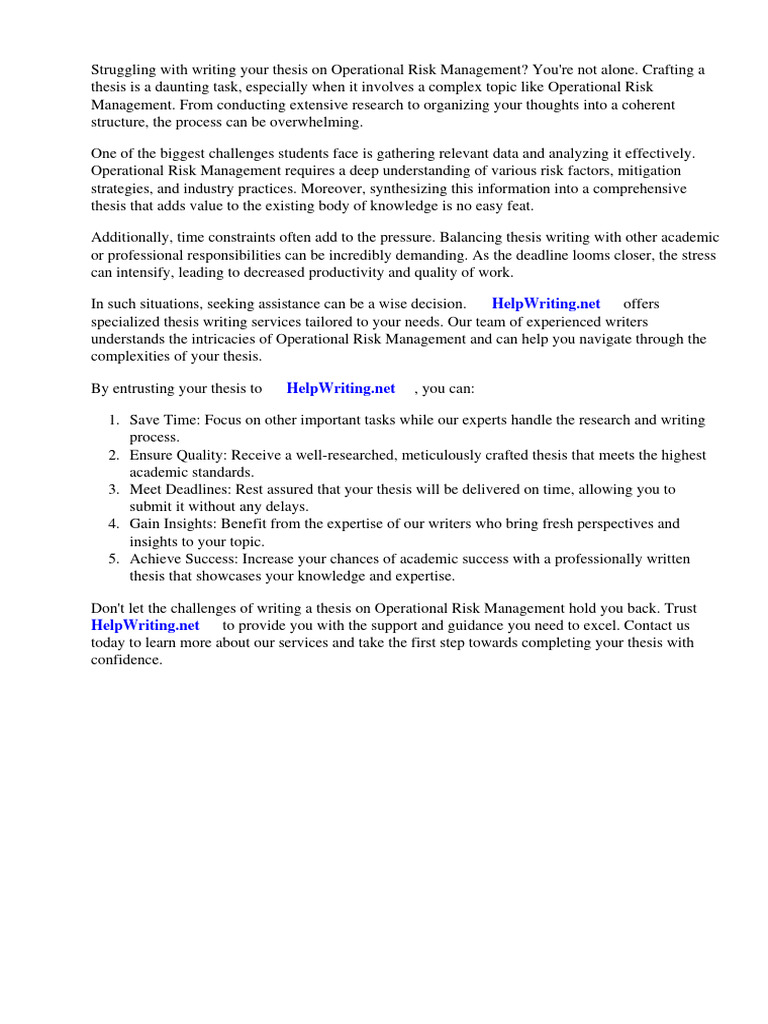 Thesis Operational Risk Management | PDF | Risk | Risk Management