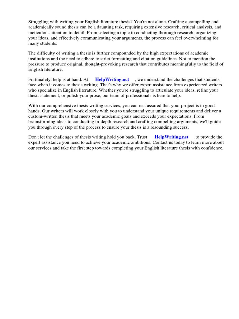 Sample Thesis English Literature | PDF Sample Thesis English Literature | PDF