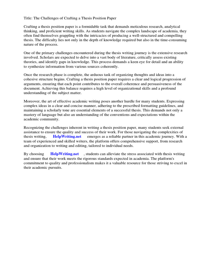 Thesis Position Paper | Download Free PDF | Essays | Thesis