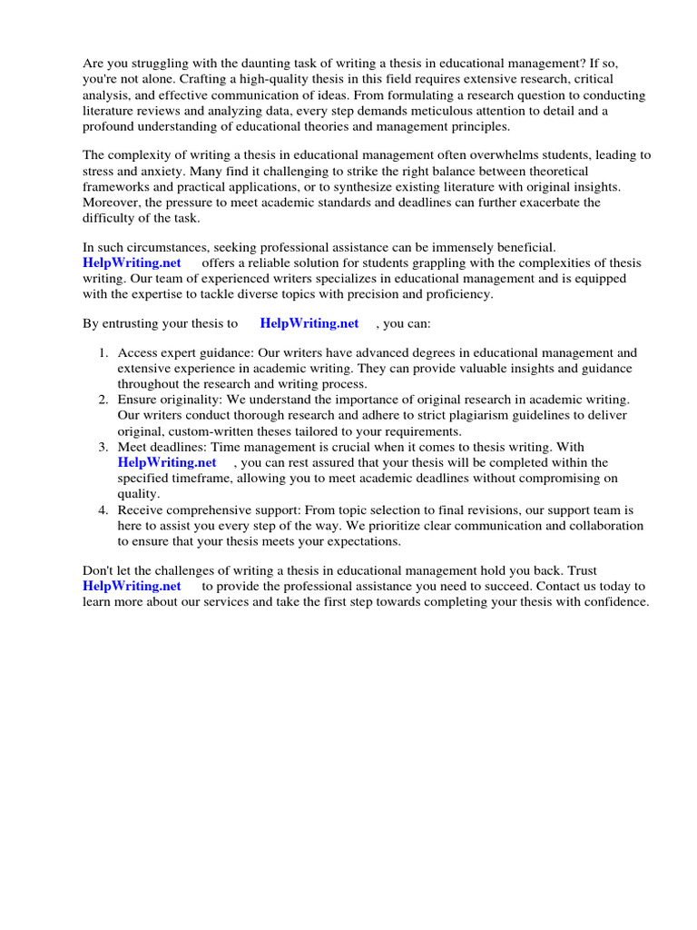 Sample of Thesis in Educational Management | PDF