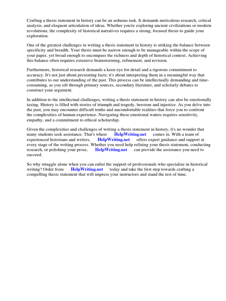 Thesis Statement Examples History | PDF | Essays | Thesis