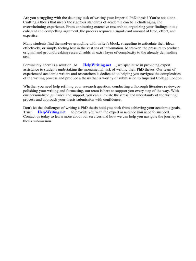 Imperial Phd Thesis Submission Pdf