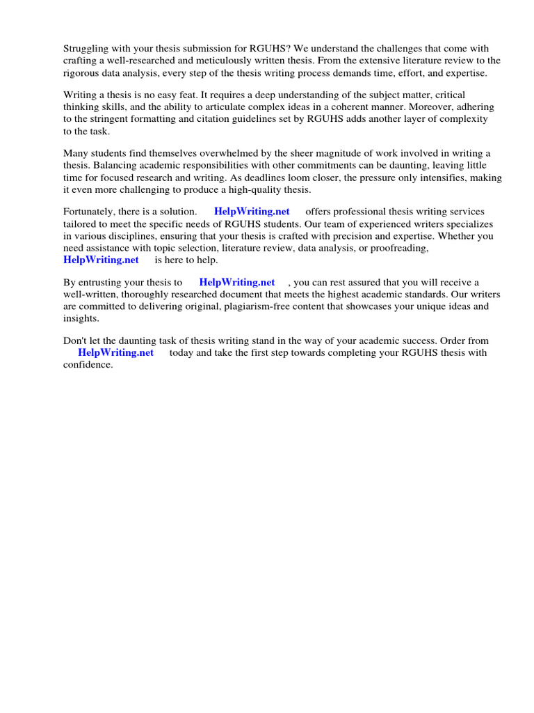 Rguhs Thesis Submission | Download Free PDF | Thesis | Medicine