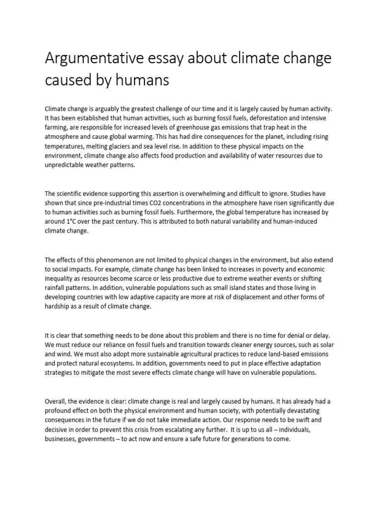 Argumentative Essay About Climate Change Caused by Humans PDF | PDF ...