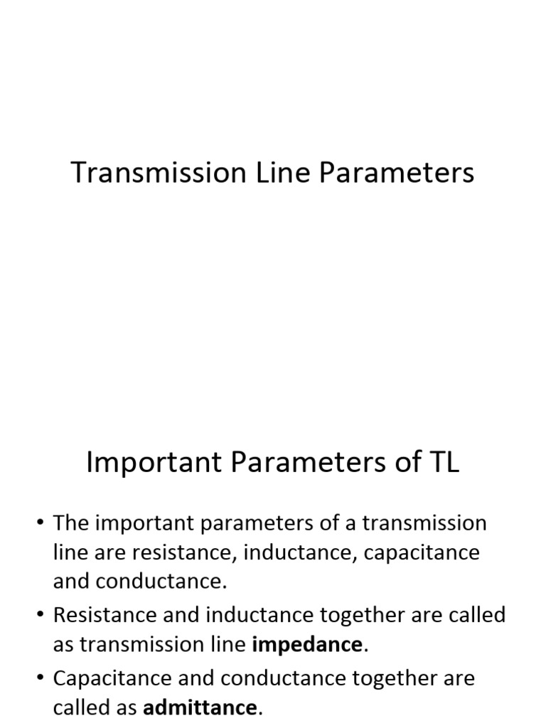 Transmission Line Parameters | PDF | Electrical Resistance And Conductance | Inductance