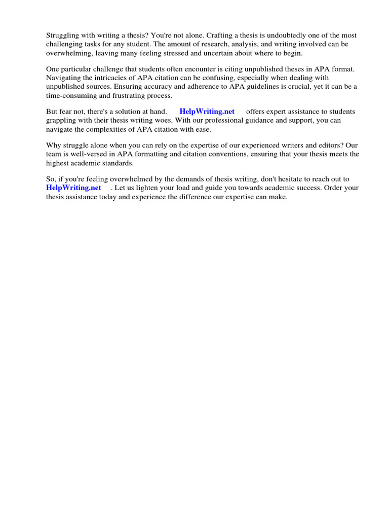 Unpublished Thesis Citation Apa | PDF | Apa Style | Thesis