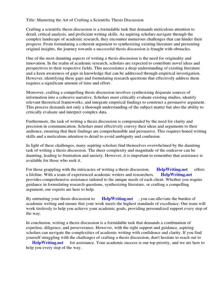 How To Write A Scientific Thesis Discussion | PDF