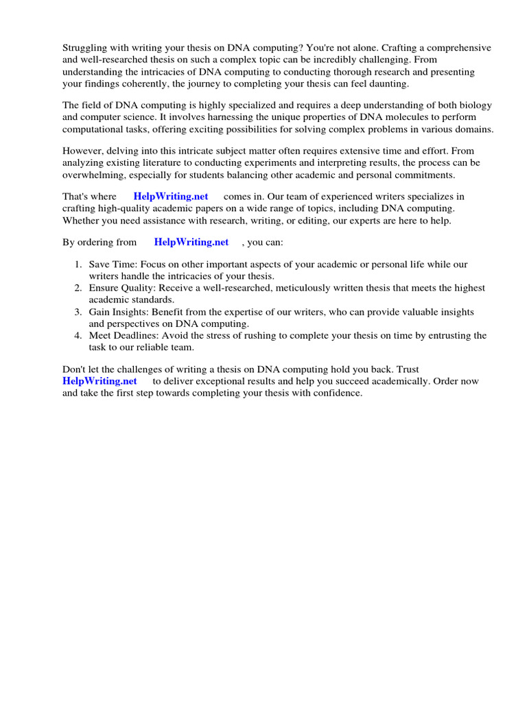 Thesis On Dna Computing | PDF